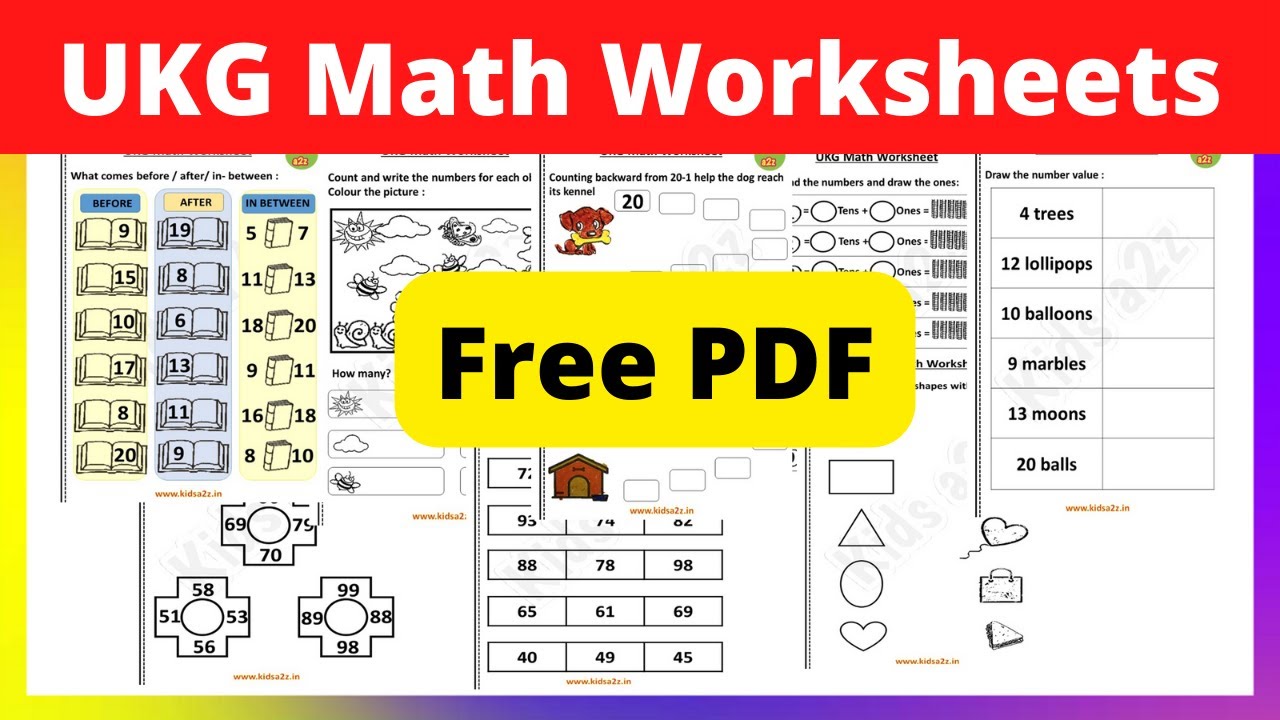 UKG Math Worksheets PDF | Worksheet for UKG Maths | Math Worksheets UKG set A