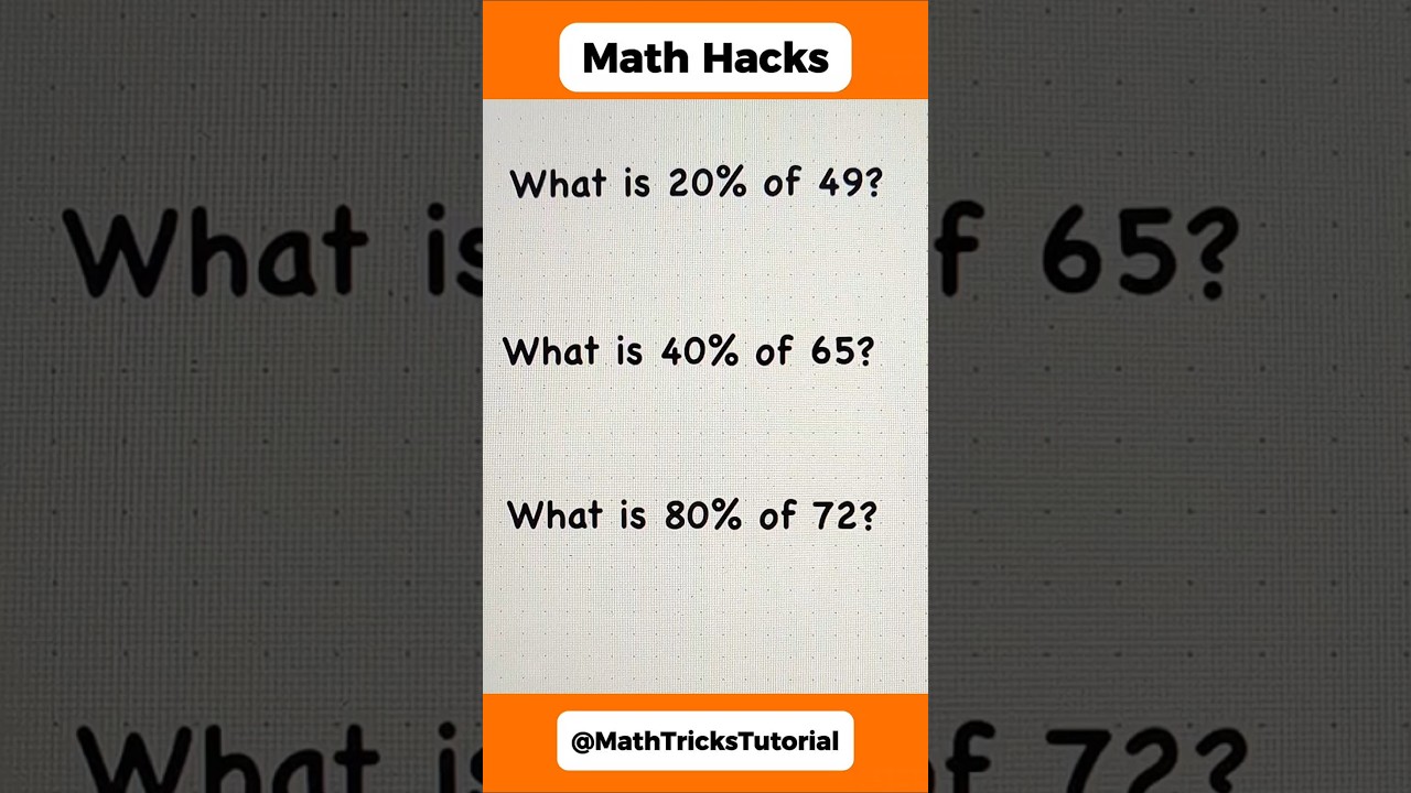 EASY PERCENTAGE MATH HACKS#MathTricksTutorial #maths #tutorial #mathematics #shorts #education