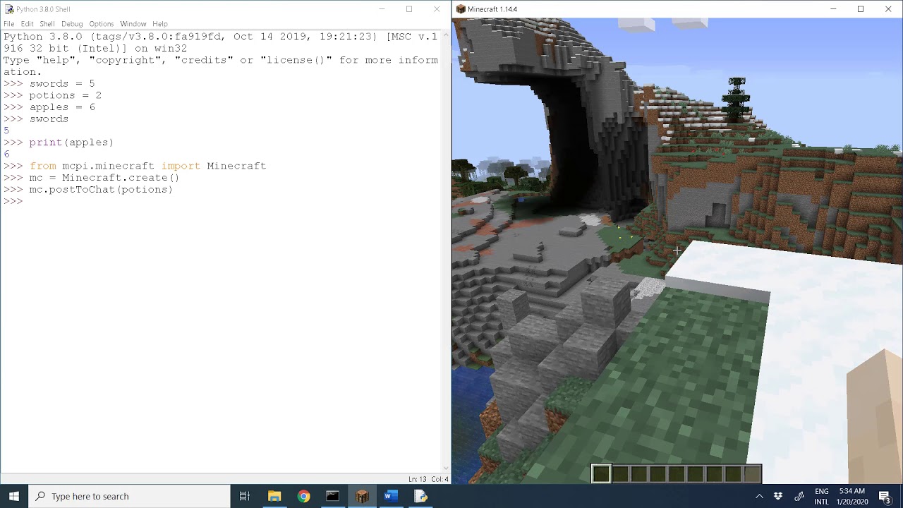 Learn Python with Minecraft - Part 2: Syntax and Variables - Lesson 4: Variables in Python