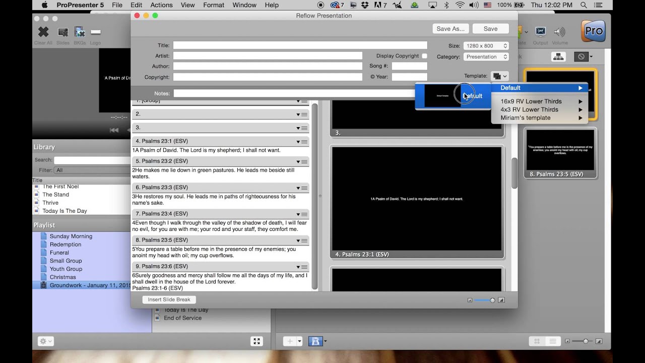 MHCC Tech - Using the Reflow Presentation function in ProPresenter 5