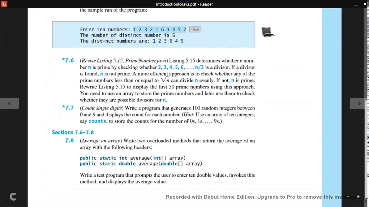 Introduction To Java Programming   Exercise 7 7a