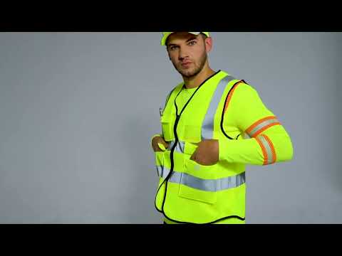 Hi Vis 5 Pockets Reflective Safety Vest Custom Logo Print
