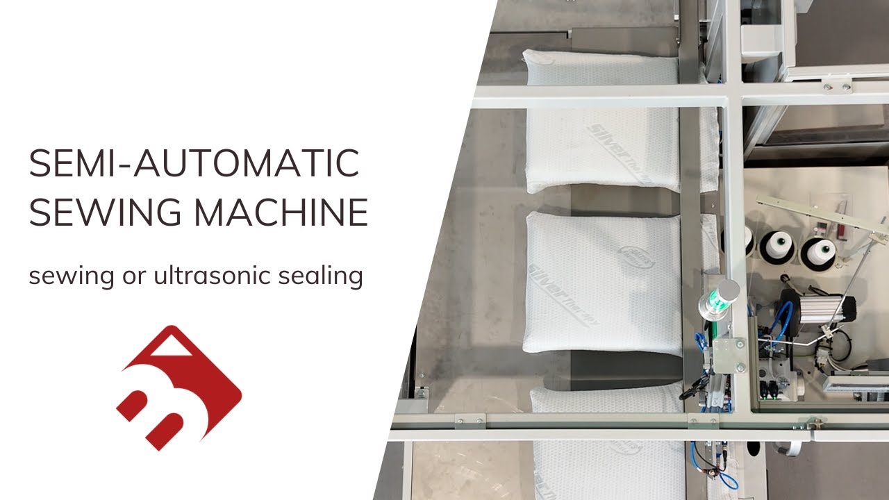 Semi-automatic sewing machine for pillow closing