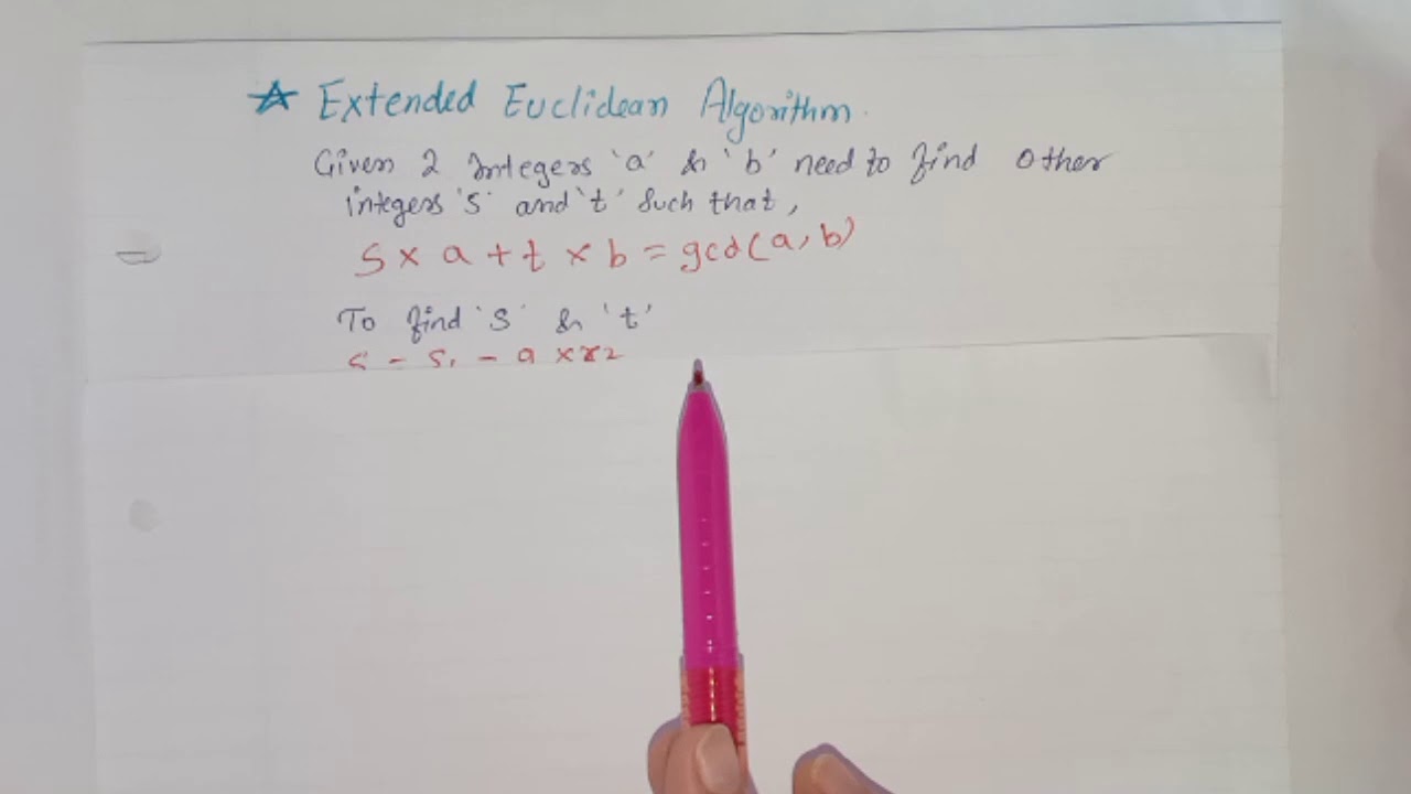 Cryptography and Network Security: #1 Extended Euclidean Algorithm with solved example (GCD)