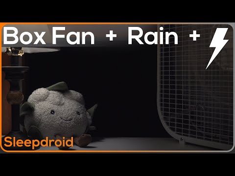 ► Box Fan and Rain Sounds for Sleeping with Distant Thunder, Medium Speed Box Fan Noise and Rain