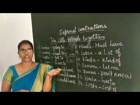Informal contractions of English words.Explained in Tamil.