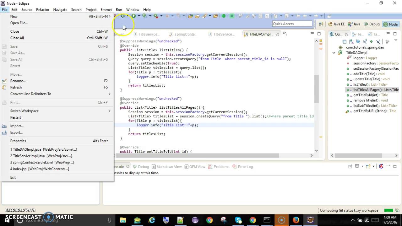 Node JS Hello world using eclipse IDE Enide