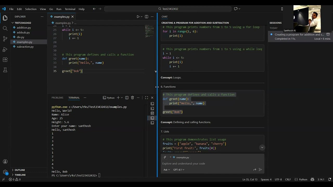 Learn Python Basics Using GitHub Copilot | Theory + Practice
