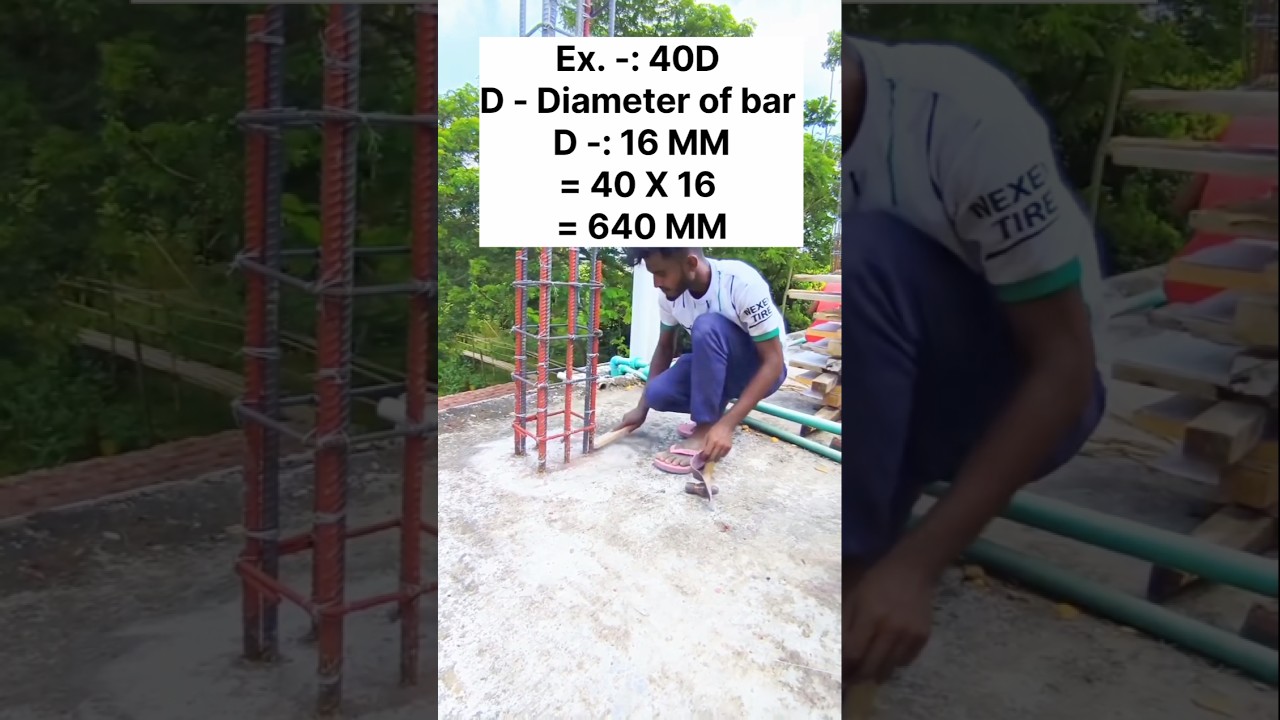 👷Lapping Length of Column ।। Developmemt Length।। Lap Length ।। #shorts #construction #civilengineer