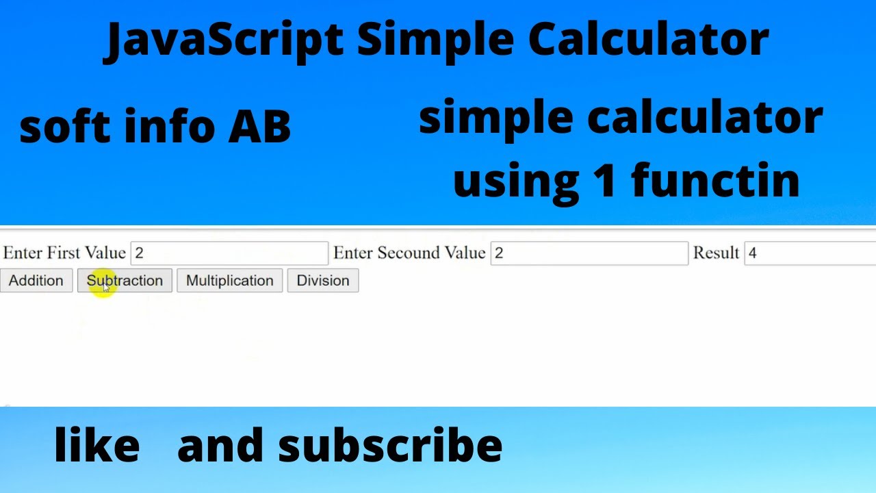 How to make simple calculator in javascript | javascript calculator | js 1 function calculator