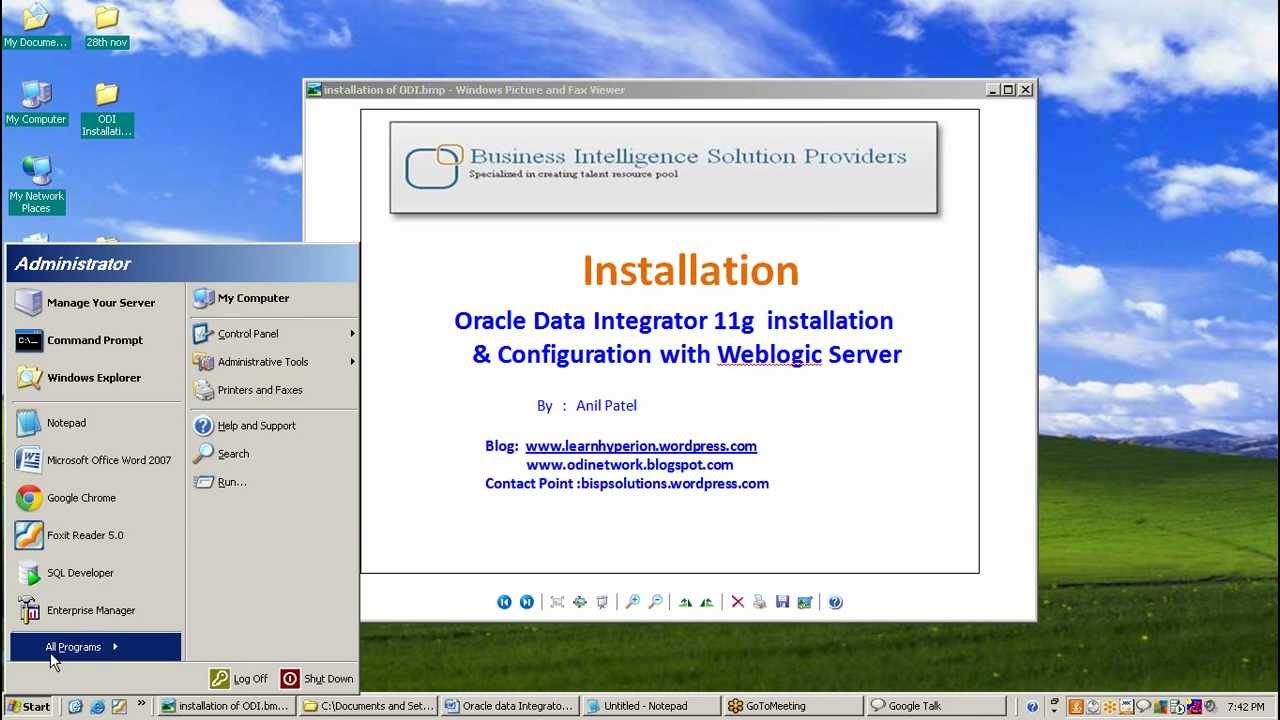 Installation of Oracle Data Integrator 11g with Weblogic Server 11g in 15 minutes