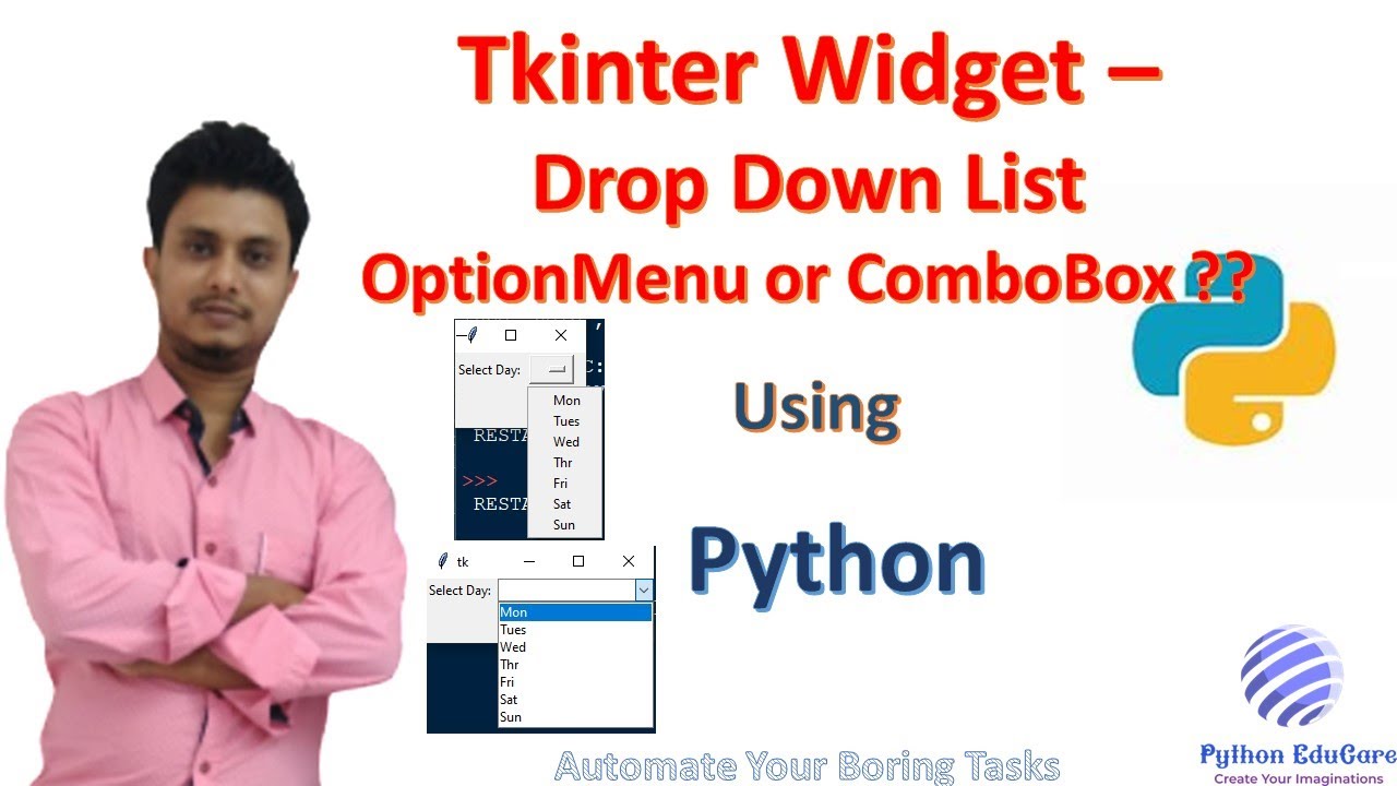 Tkinter Drop down List || OptionMenu Vs ComboBox