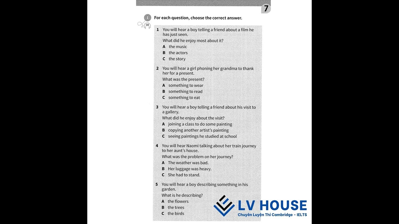 Complete Key for School (2020) - Workbook - Unit 7 -Track 08