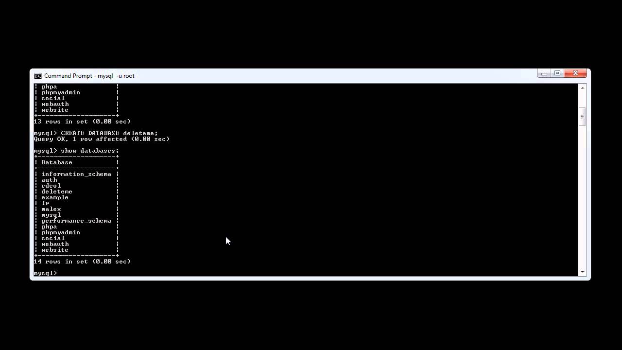 MySQL: Deleting Databases