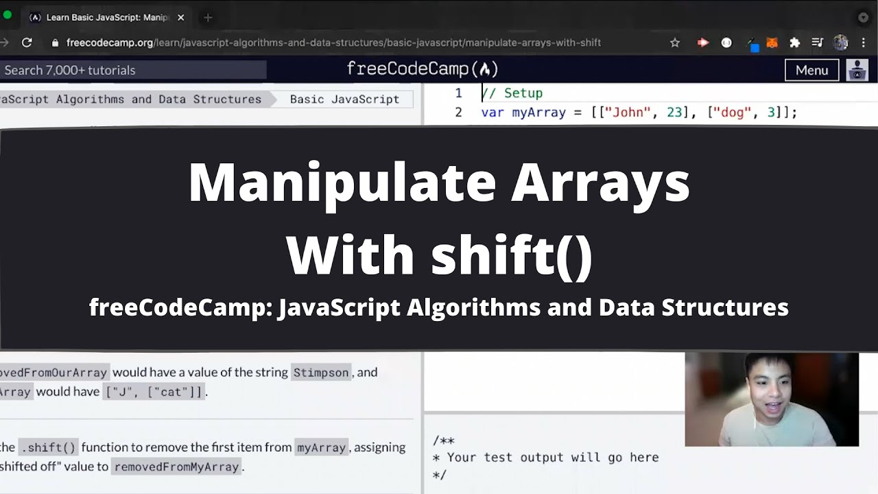 Manipulate Arrays With shift (Basic JavaScript) freeCodeCamp tutorial
