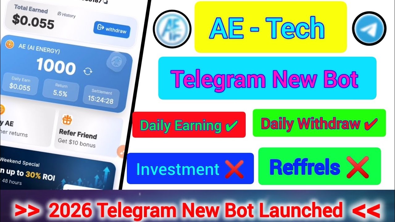 AE-Tech Telegram New Bot Details || 2026 Telegram New Bot Launched || AE-Tech Telegram Bot Withdraw