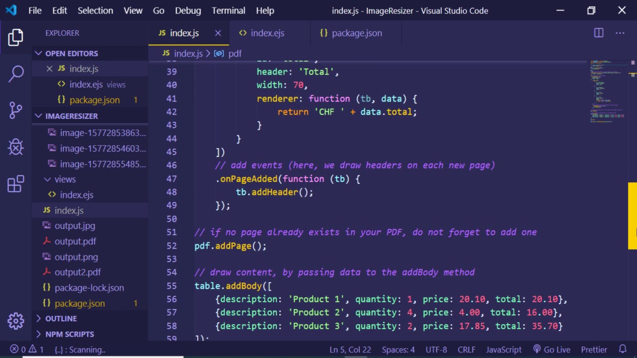 How to add Tables to PDF Documents Using PDFKit Library Plugin Voilab Pdf Table in Node.js