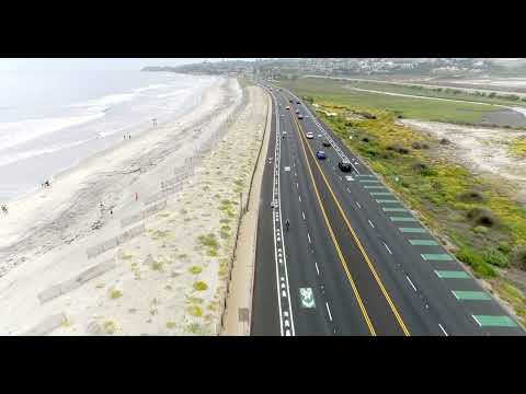 Aerial Path Along Hwy North Coast Hwy 101 in Southern California