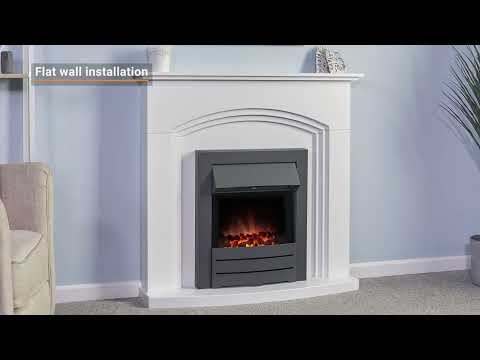Adam Truro Fireplace in Pure White with Helios Electric Fire in Brushed ...