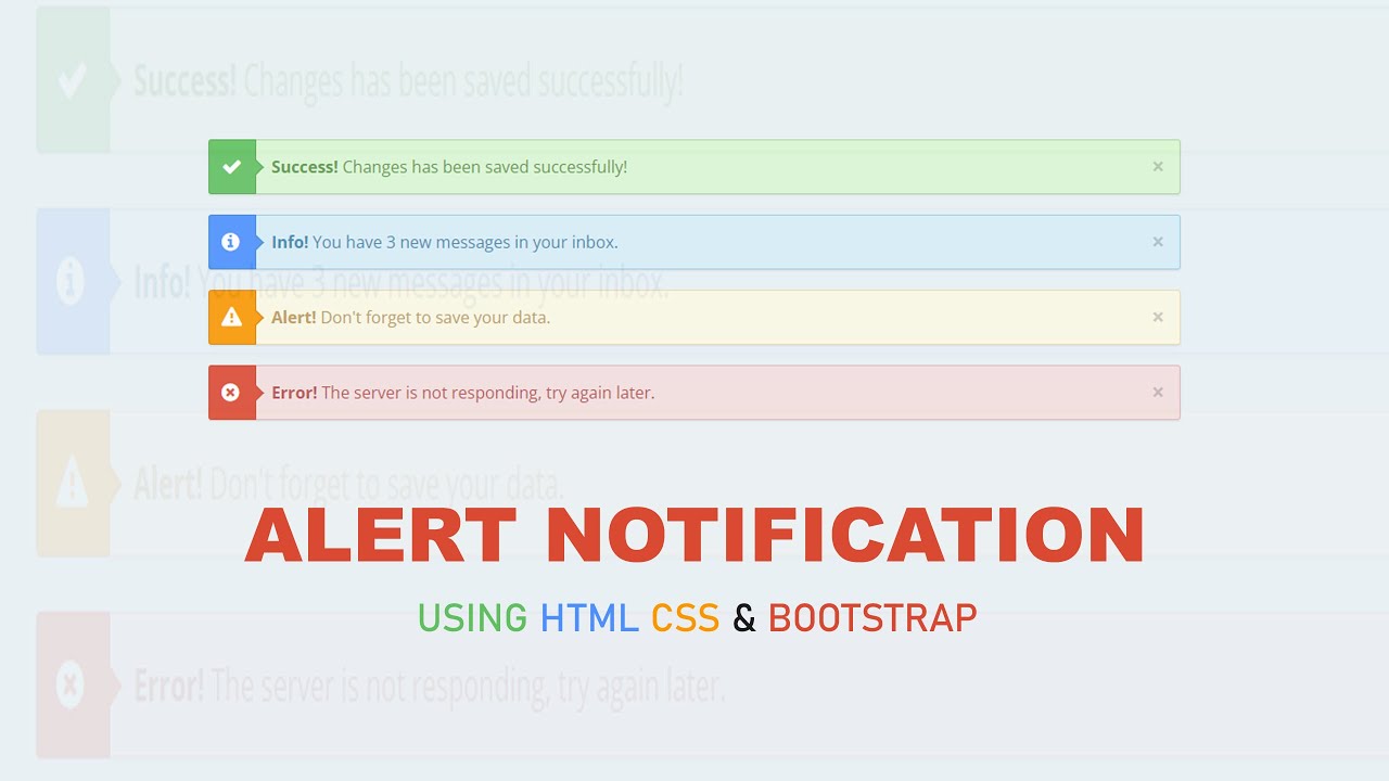 Custom Warning Alert Notification using HTML CSS & Bootstrap