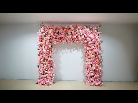 Pink Fabric Artificial Flower Wall Arch Wedding Birthday Party Decoration
