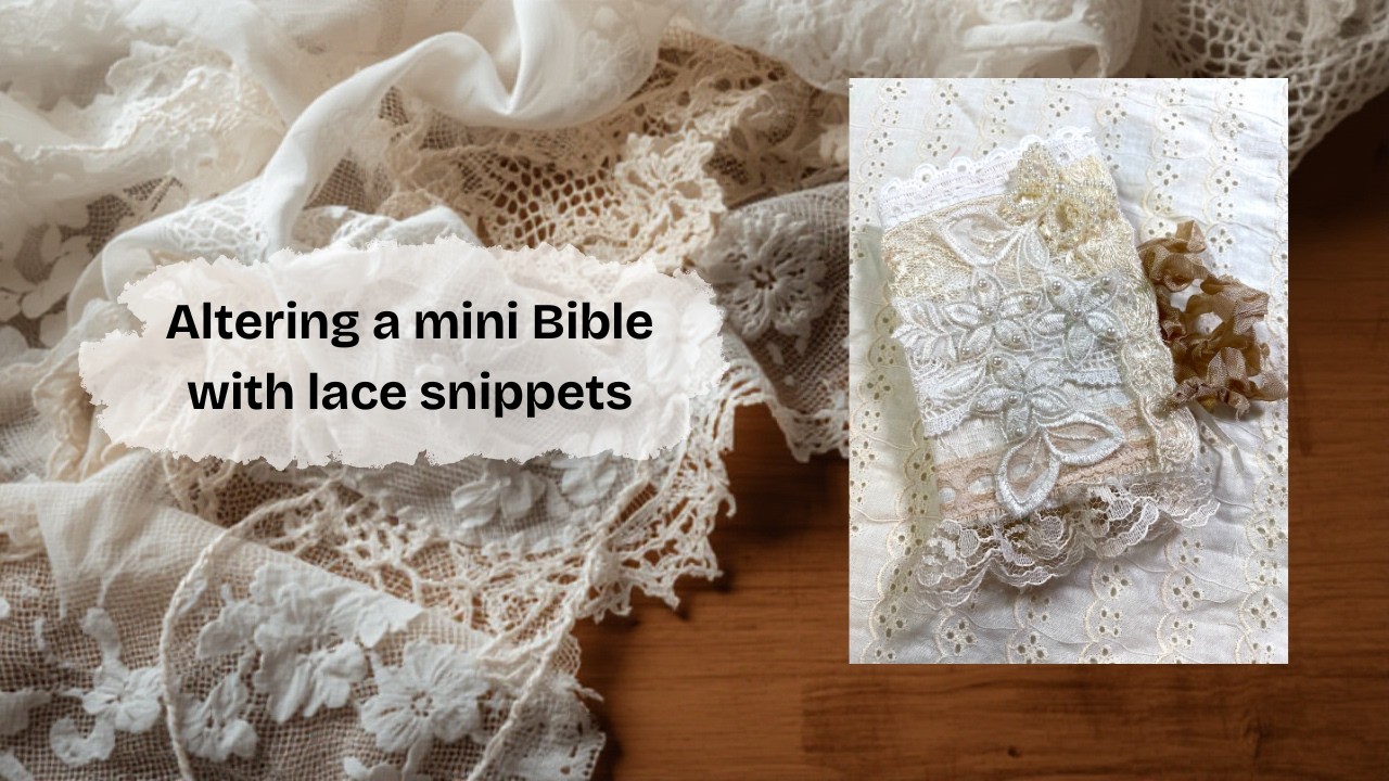 Altered Mini Bible with Lace Snippets