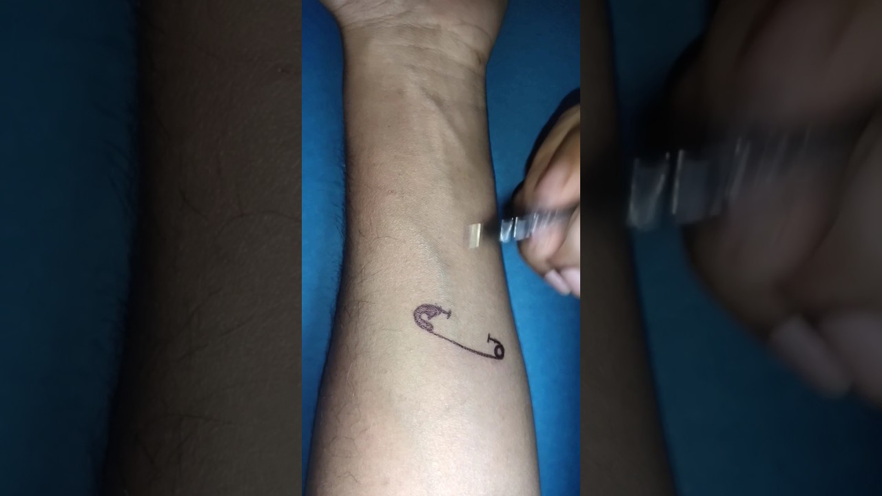 😳 Mind Blowing Pin🧷 Tattoo ✨Homemade Temporary Tattoo #shorts #tattoos