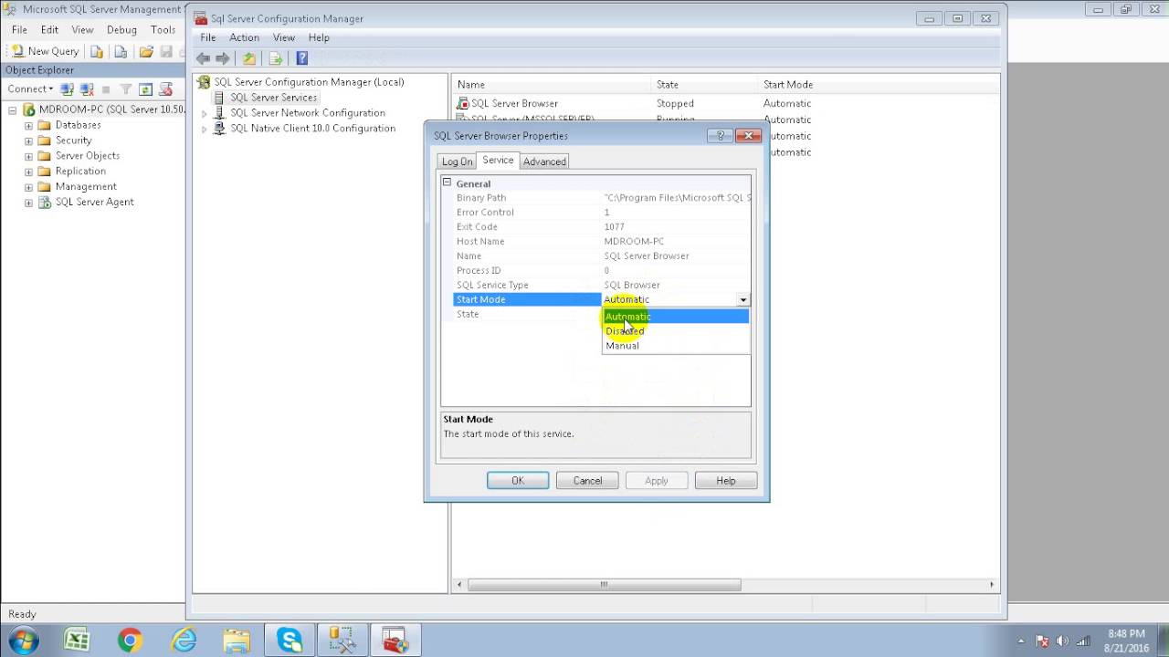 Sql Server, Agent, Browser,Reporting Services, Start and Stop