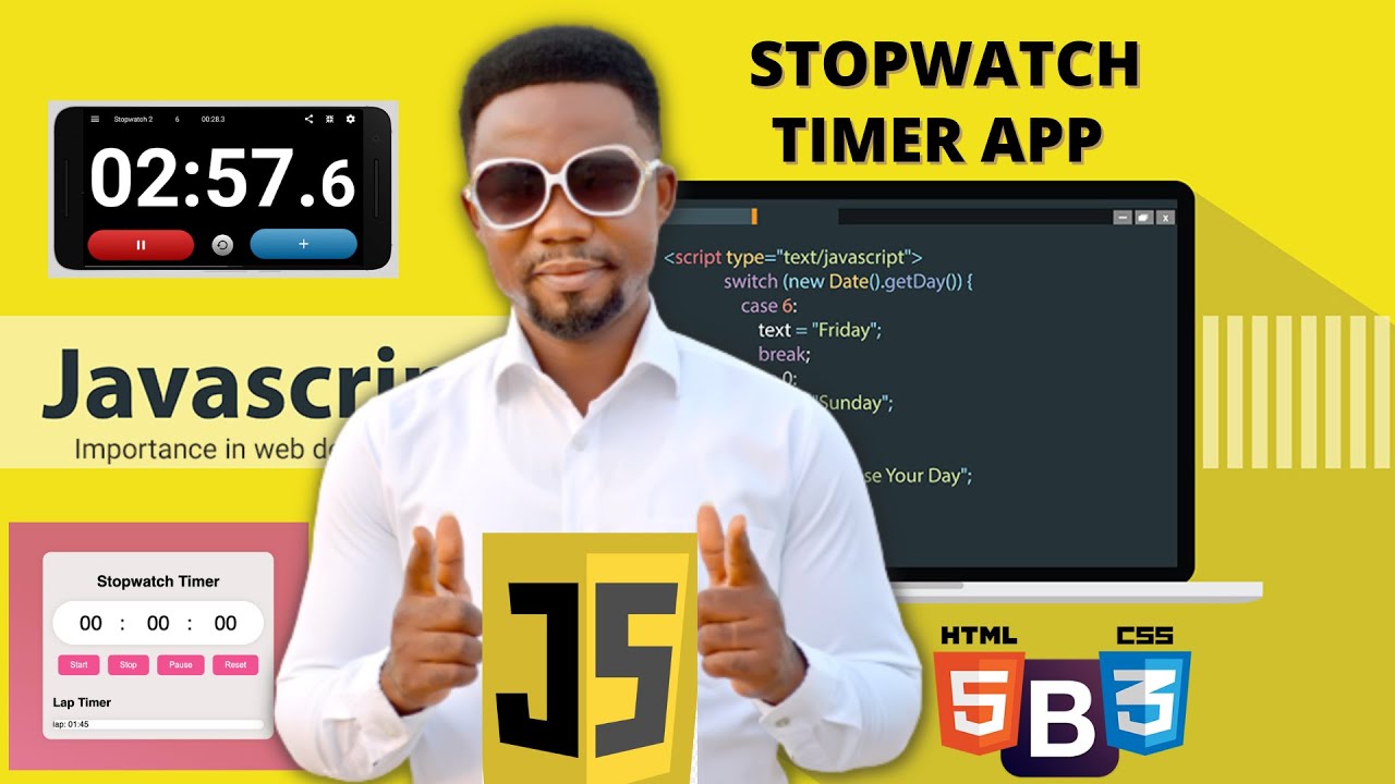 Build a Stopwatch Timer App with HTML, CSS, and JavaScript | Step-by-Step Tutorial