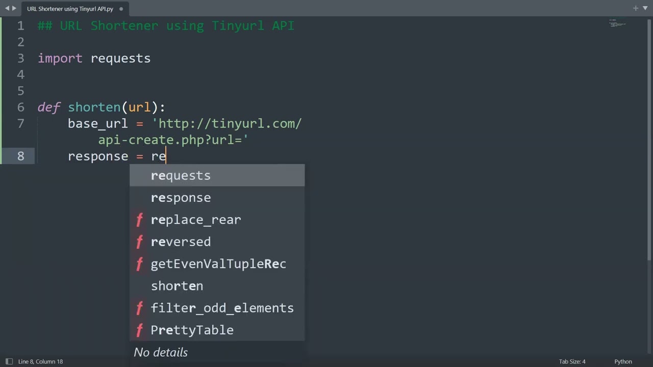 Url shortener using tinyurl api in Python | Python Examples | Python Coding Tutorial | Interview