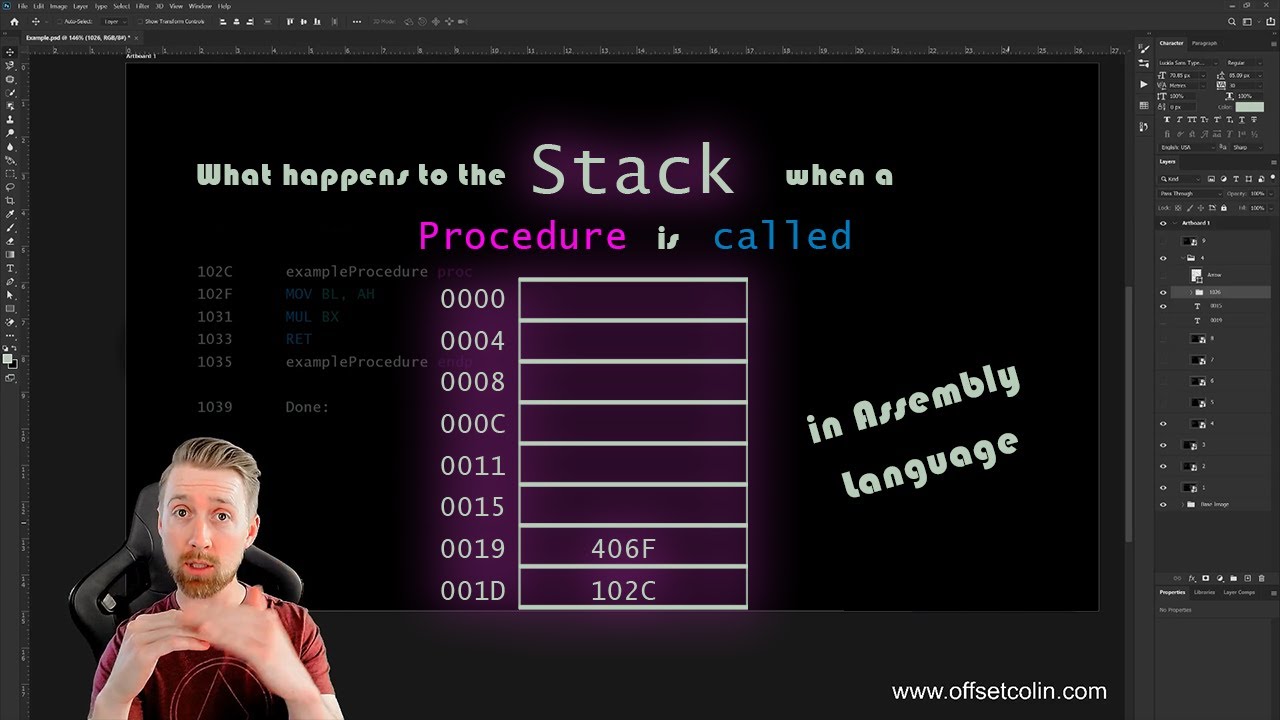 The Stack and ESP in Assembly Language - What happens when you call a procedure?
