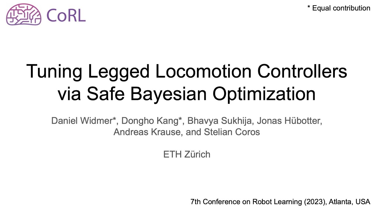 Tuning Legged Locomotion Controllers via Safe Bayesian Optimization - CoRL Spotlight Video