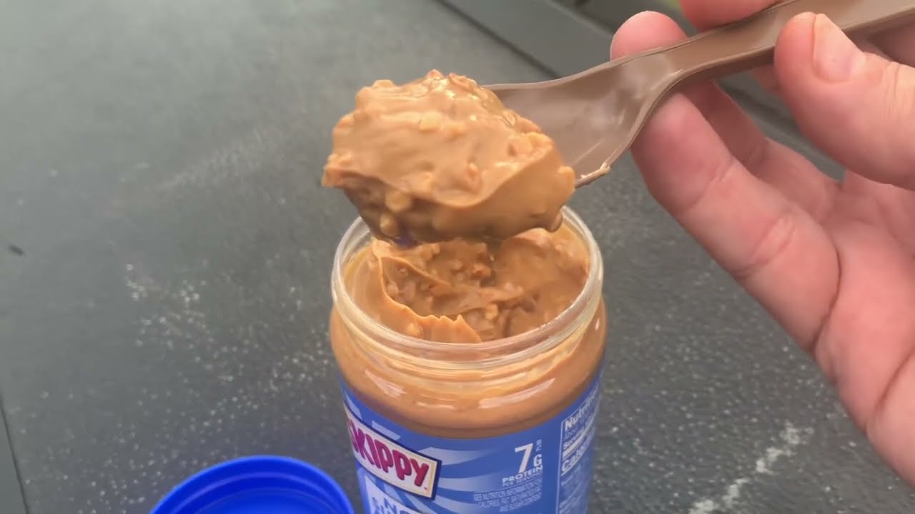 Skippy’s delicious palm oil infused no sugar added chunky Peanut Butter KETO 3 carbs net per ounce