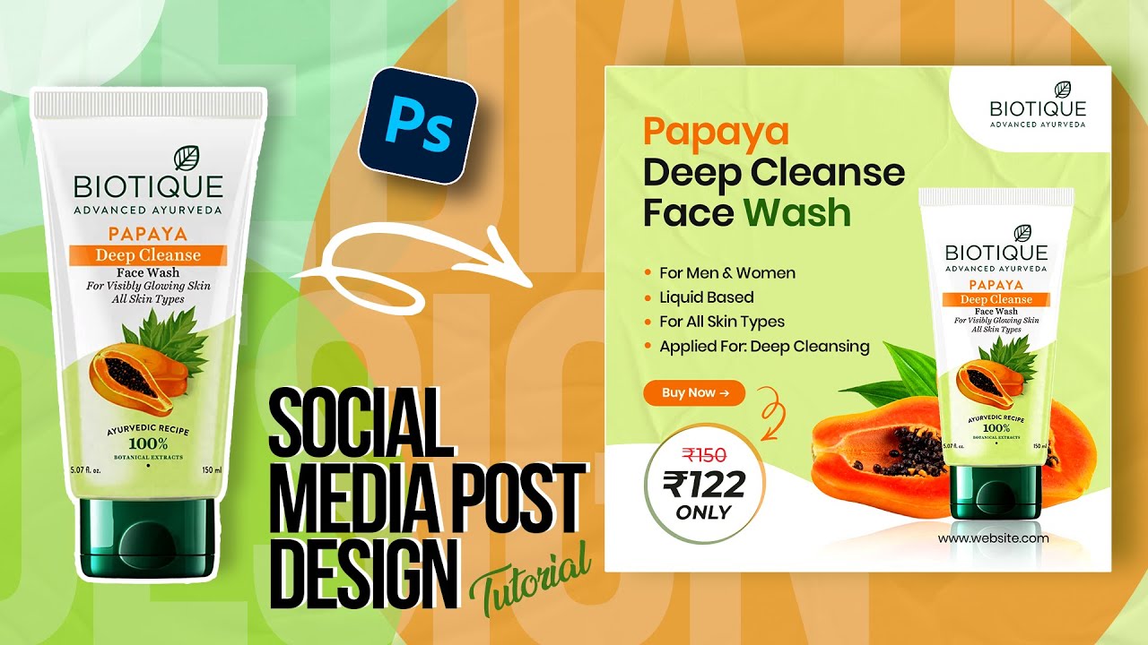 Social Media Post Design | Facewash E-commerce Product Banner & Post Design in Photoshop Tutorial