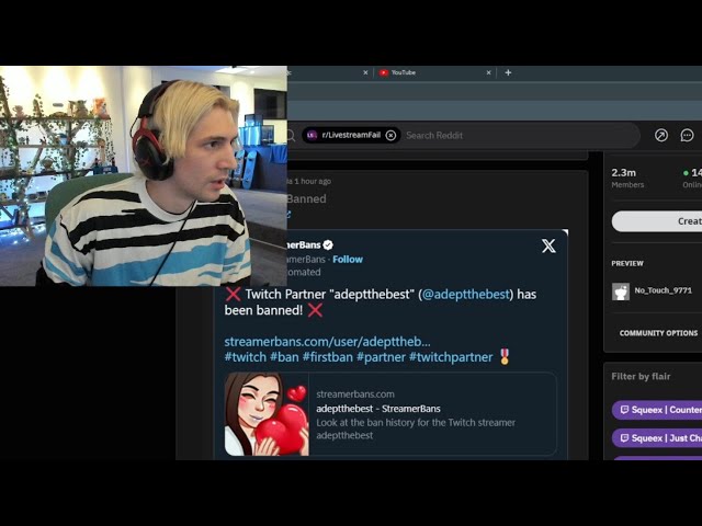 "Bunch of harassment done" - xQc responds to Adept's Twitch ban, claims ...