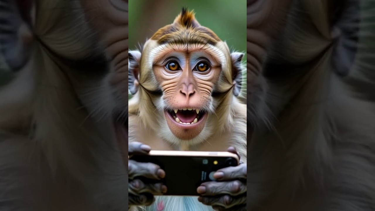 bandar ne leya selfie 🆘🤣#ai #monkey #cartoon