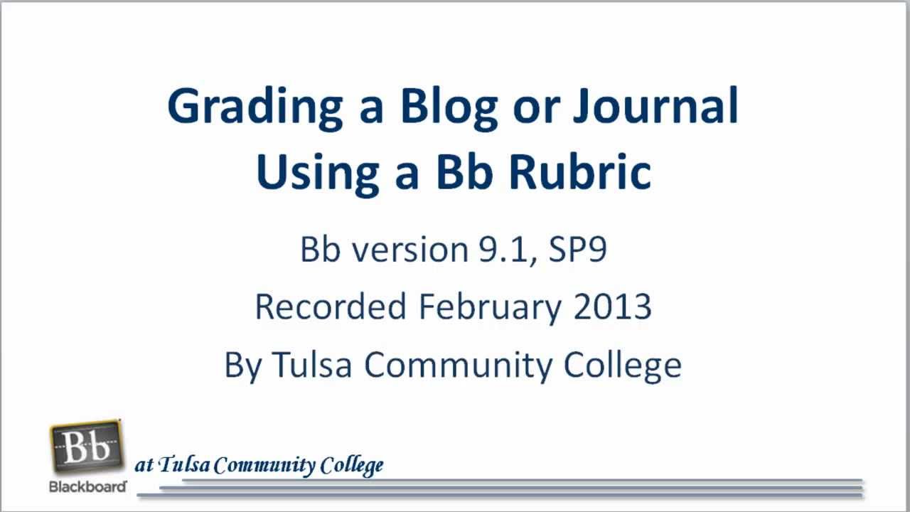 Bb Rubric: Grading a Blog or Journal