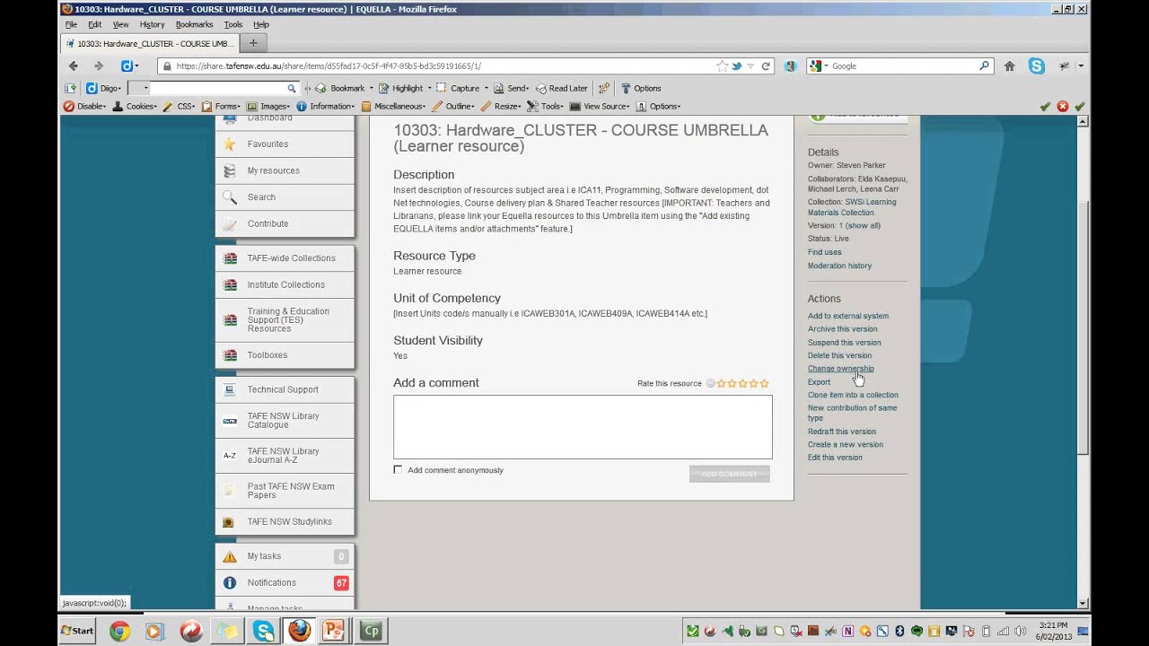 MoodleATSWSi - How to add Course Resources to an Equella Umbrella Item