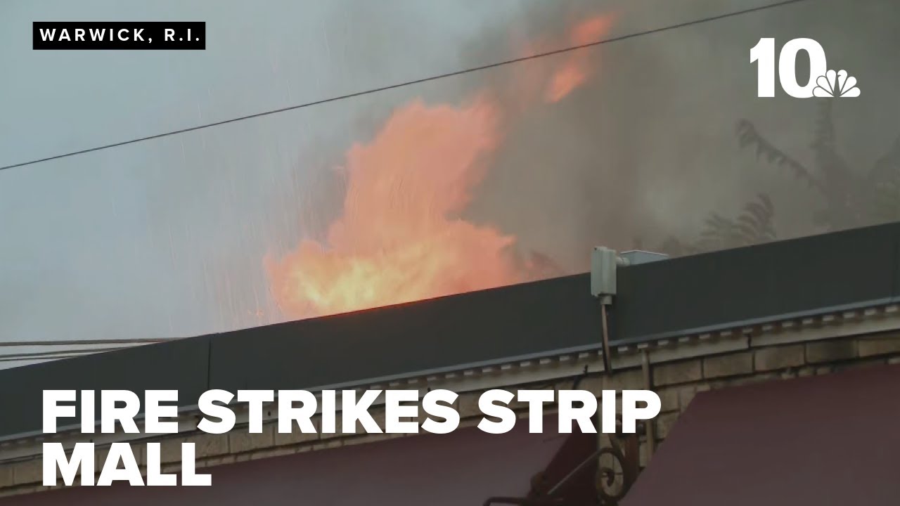 Firefighters battle flames in Warwick strip mall