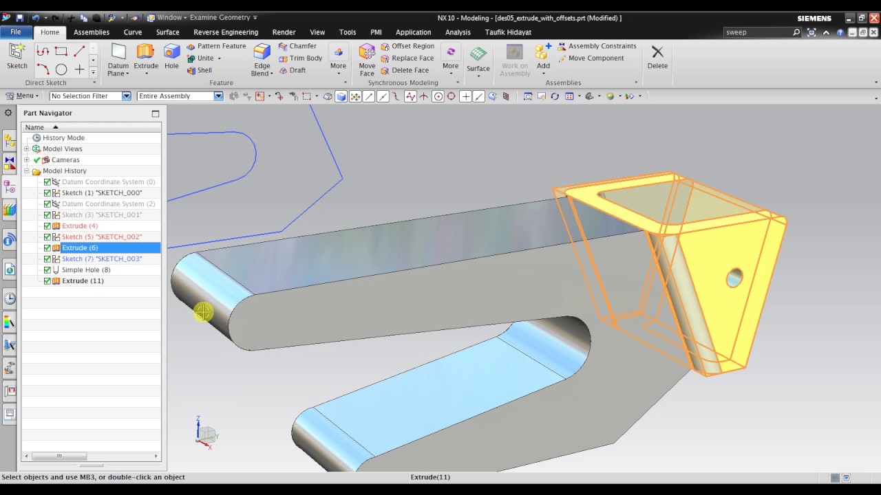 NX CAD : Extrude with Offset