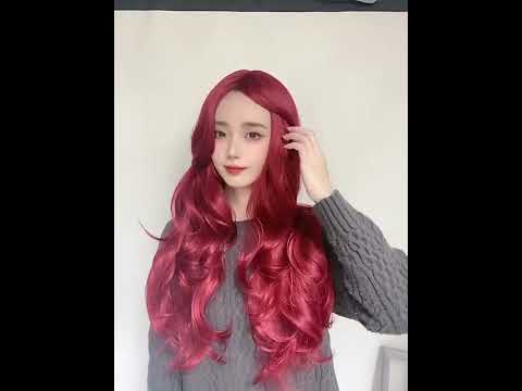 Aliexpress Haul 22 Inch Long Wavy Wig With Bang Red 1688 dropshipping