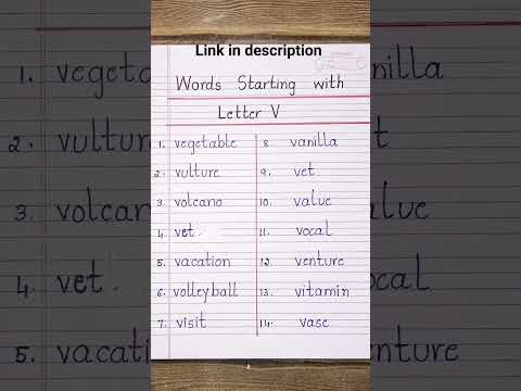 Words Starting with Letter V