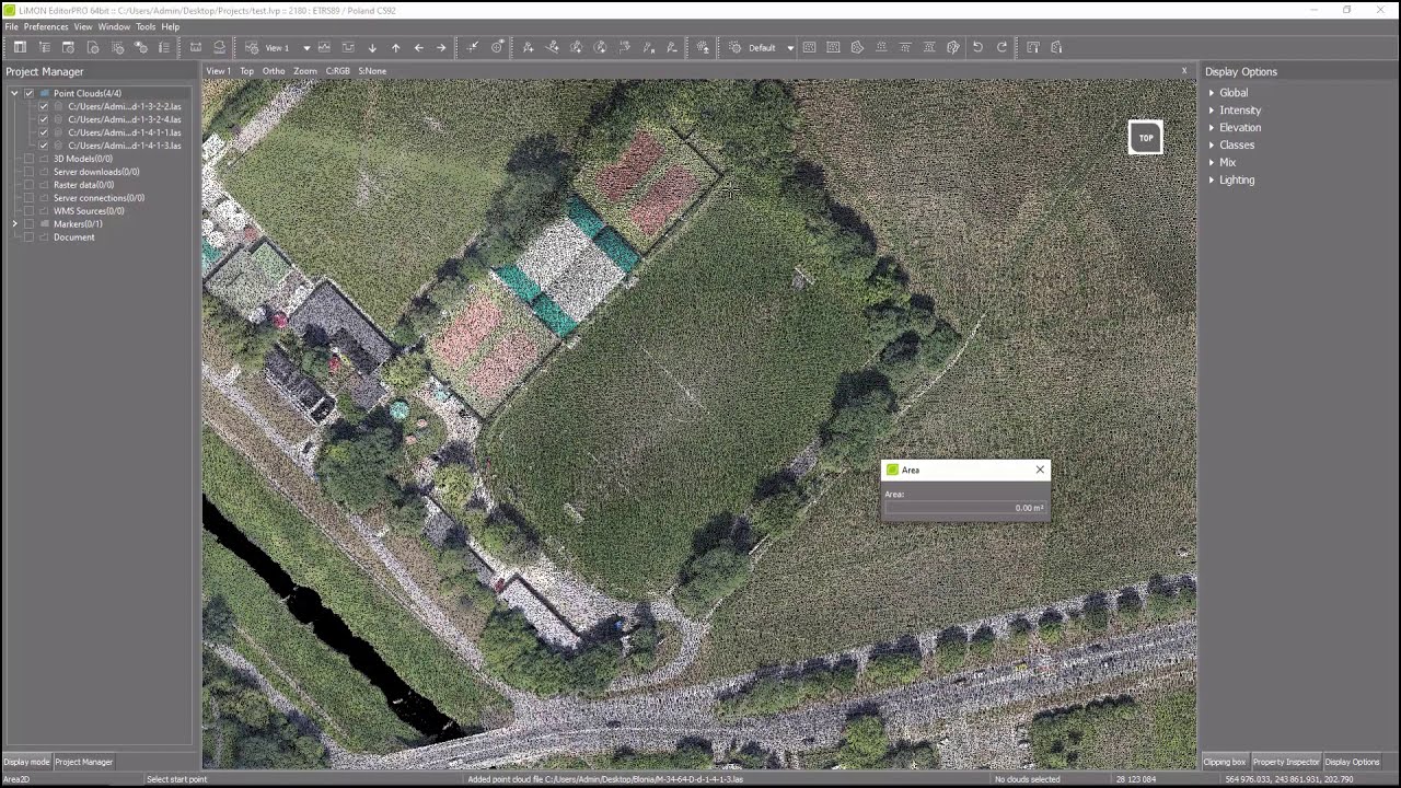 Distance and surface measurements - Limon Point Cloud Software