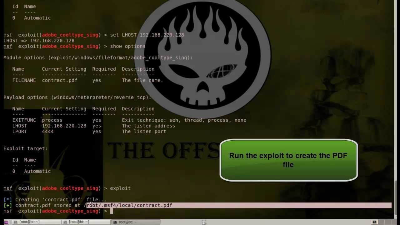 Social engineering: Exploit acrobat reader with Metasploit