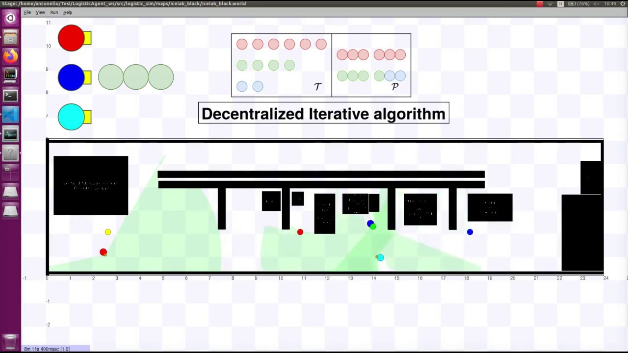 Decentralized task assignment for MAPD in logistic scenarios - Iterative algorithm example