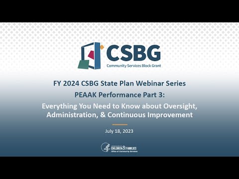 FY 2024 State Plan Webinar Series/PEAAK Performance Oversight, Administration, and Improvement