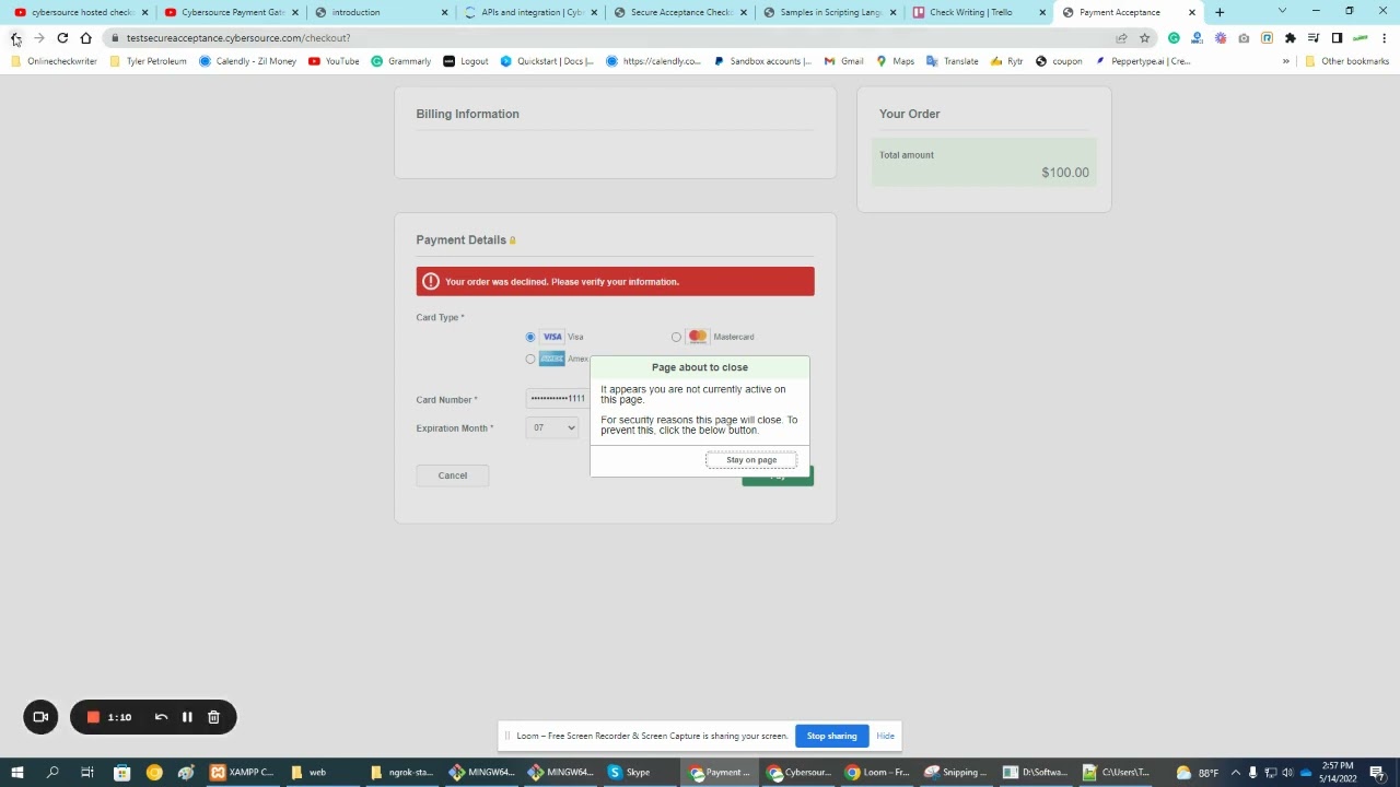 Cybersource Hosted page  Checkout  with php example