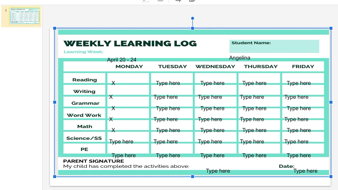 Tutorial for Completing Weekly Learning Log on an IPAD