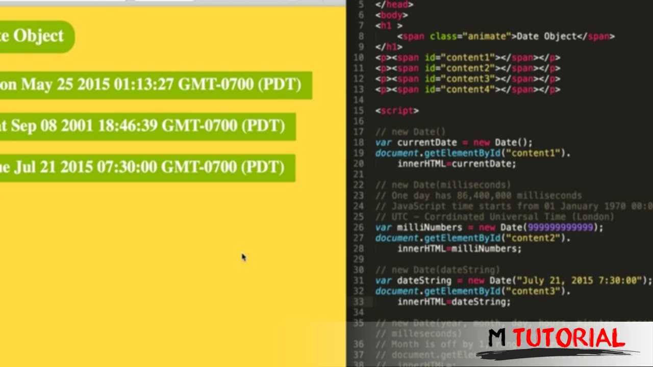 Tutorial JavaScript for beginners #29   Date Object # M Tutorial
