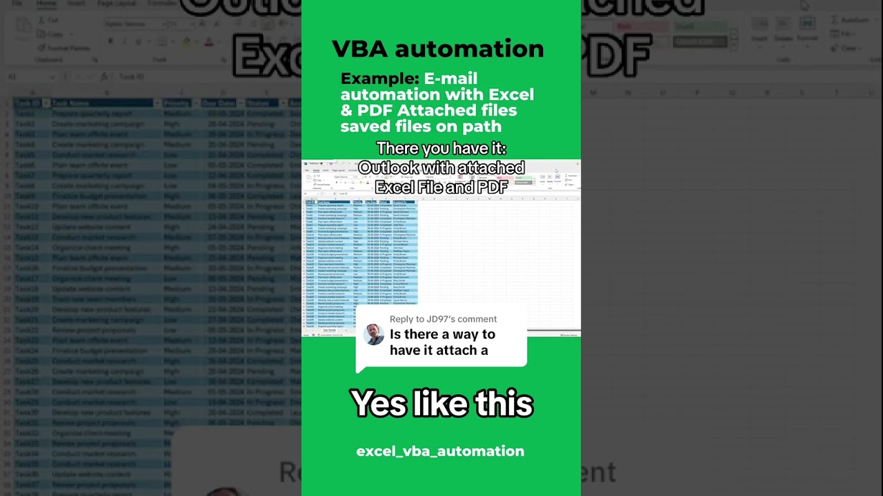 📊 VBA Task Management: Excel ➡️ PDF & 📧
